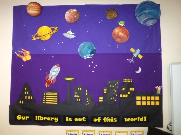 A flight of imagination across the library wall | decoratedschool